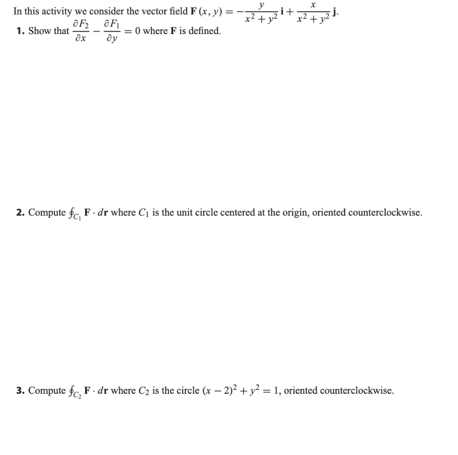 Solved In ﻿this activity we ﻿consider the vector field | Chegg.com