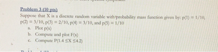 Solved Problem 3 (10 pts) Suppose that X is a discrete | Chegg.com
