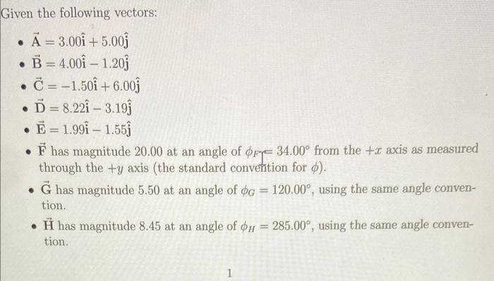 Solved Given the following vectors: - A=3.00i^+5.00j^ - | Chegg.com