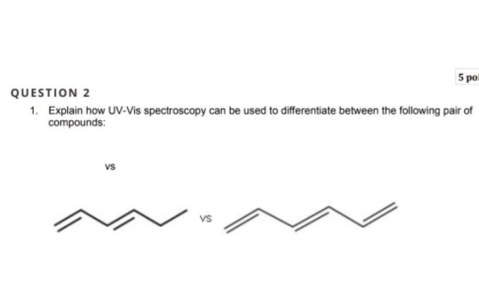 Solved 5 po QUESTION 2 1. Explain how UV-Vis spectroscopy | Chegg.com