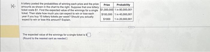[Solved]: A lottery posted the probabilities of winning eac