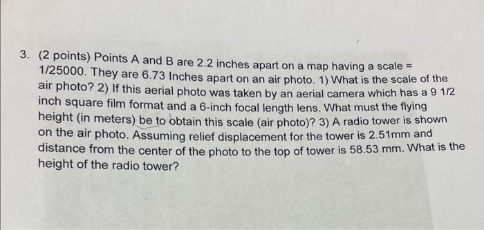 Solved 3. (2 points) Points A and B are 2.2 inches apart on | Chegg.com