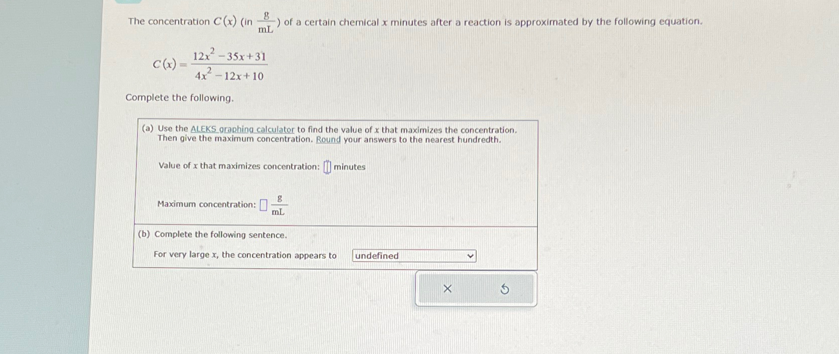 The concentration C(x) (in gmL ) ﻿of a certain | Chegg.com