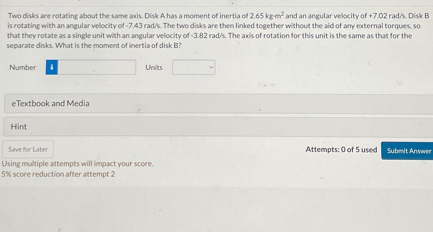 Solved Two disks are rotating about the same axis. Disk A | Chegg.com