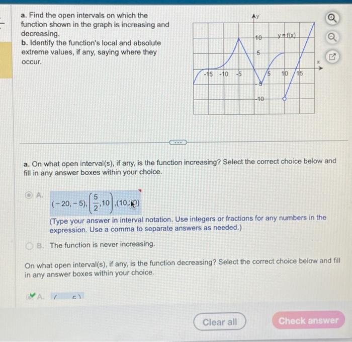 a. Find the open intervals on which the function | Chegg.com