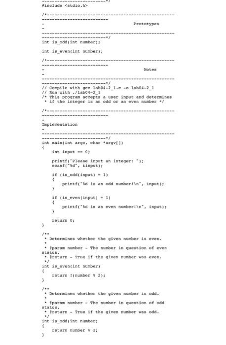 Solved - inelude Prototypes int is odd(int number): int is | Chegg.com