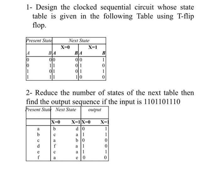 Solved 1- Design the clocked sequential circuit whose state | Chegg.com