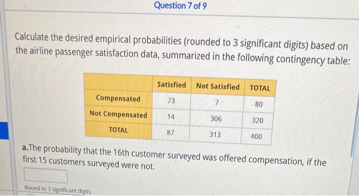 Solved Calculate the desired empirical probabilities | Chegg.com