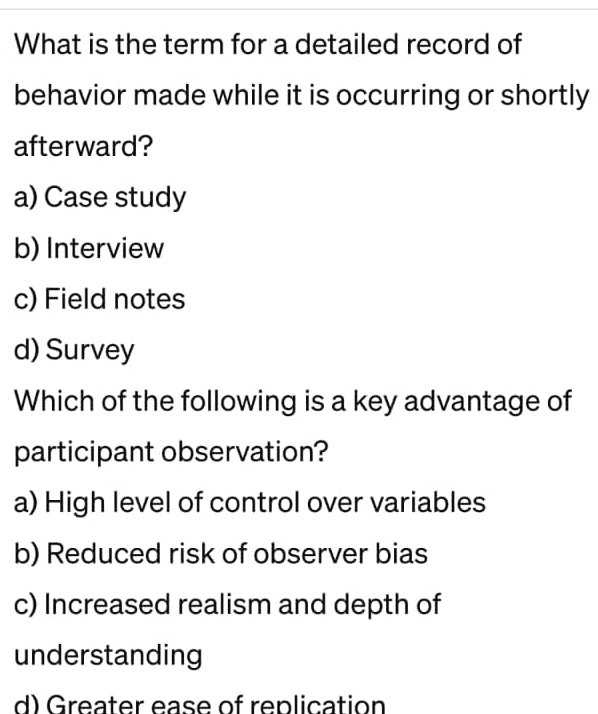 Solved What is the term for a detailed record of behavior | Chegg.com