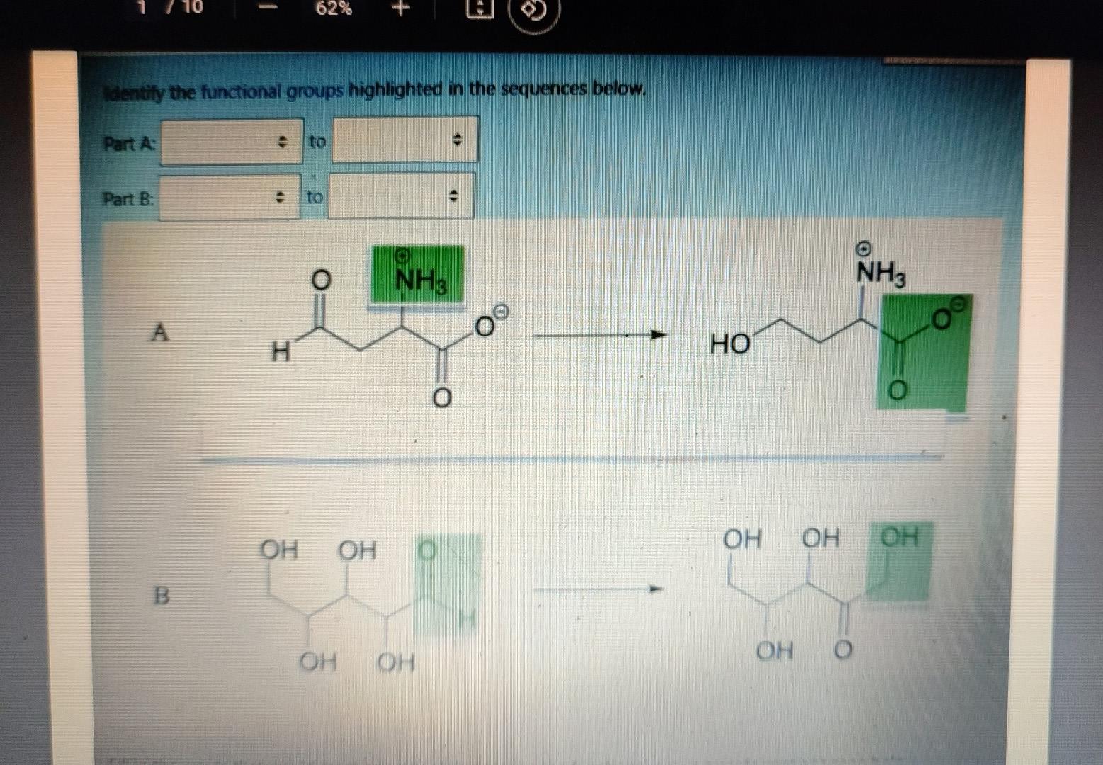 Solved — 62% + о Identify the functional groups highlighted | Chegg.com