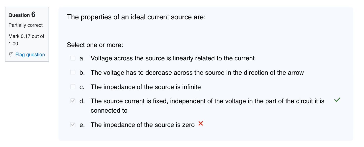 Solved The properties of an ideal current source are:Select | Chegg.com
