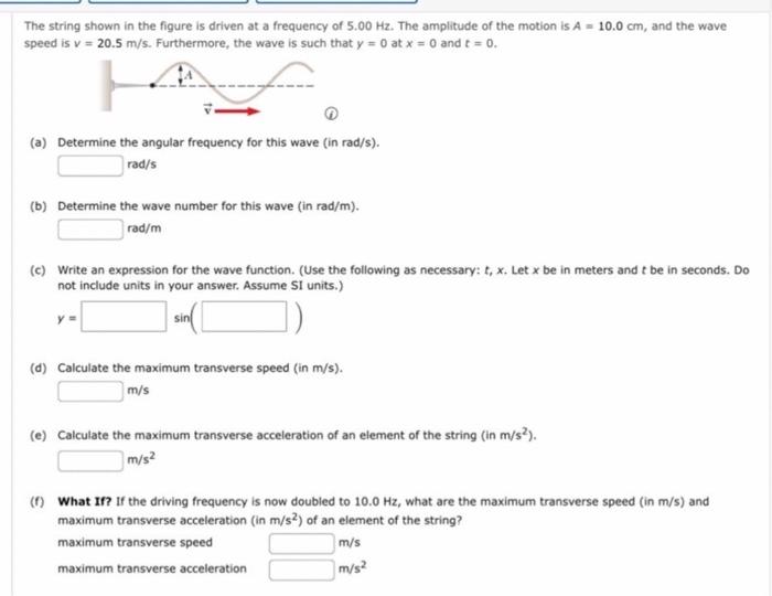 Solved The string shown in the figure is driven at a | Chegg.com