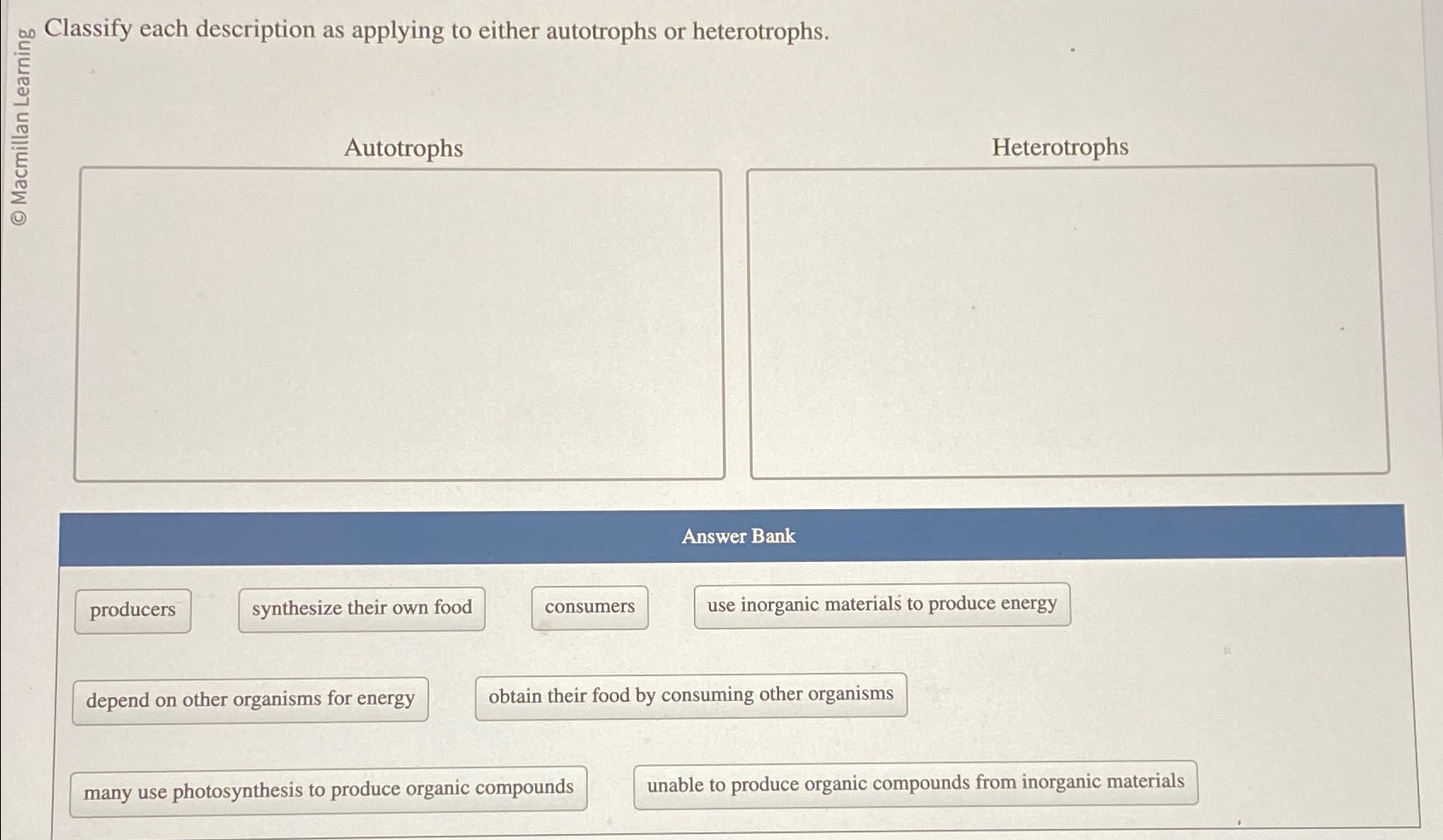 Solved ?n ﻿Classify each description as applying to either | Chegg.com