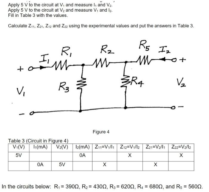 Solved Apply 5 V to the circuit at V1 and measure I1 and V2. | Chegg.com