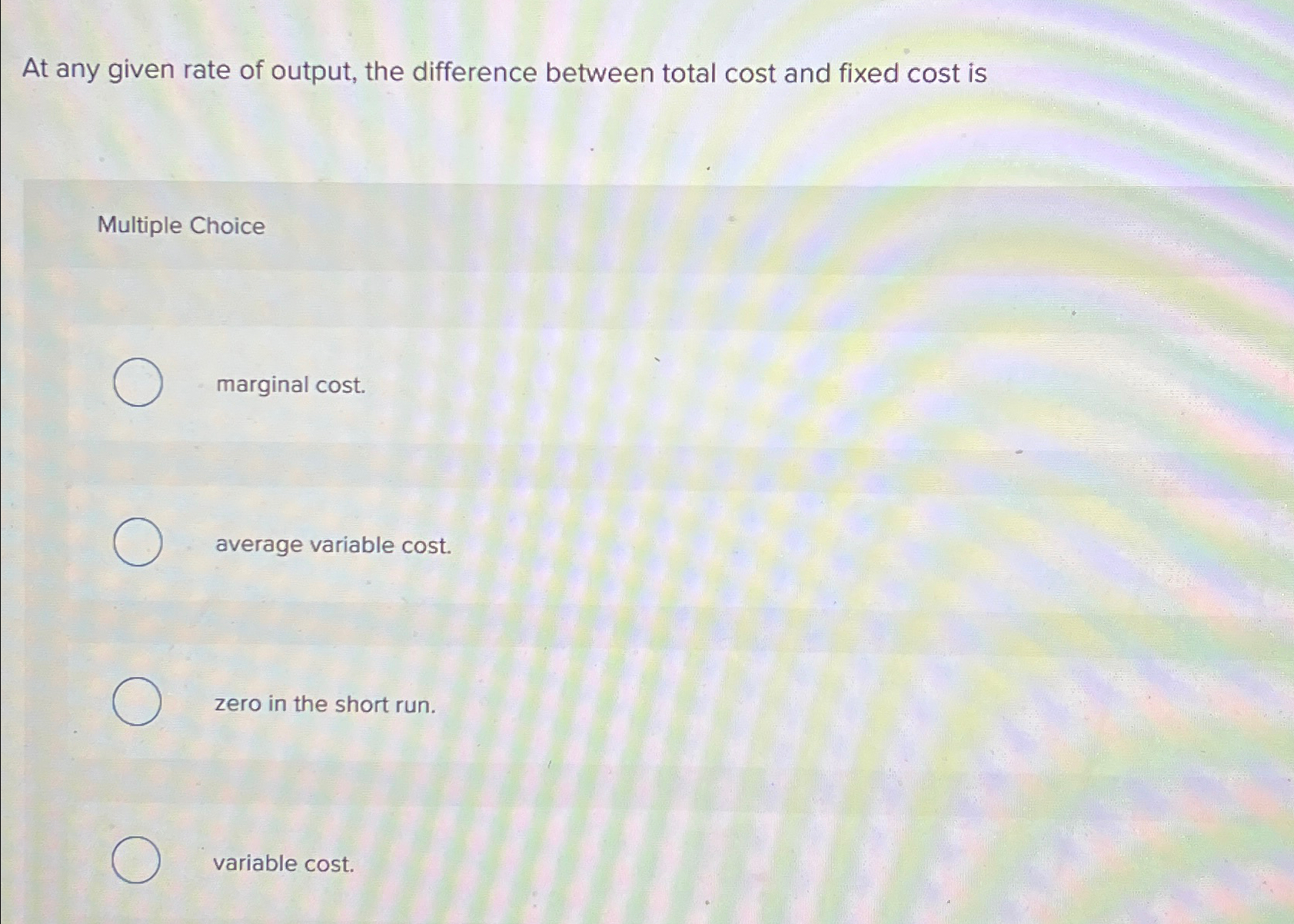 Solved At any given rate of output, the difference between | Chegg.com
