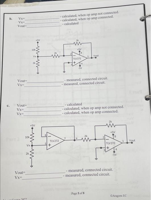 Solved can i get the calculated values of Vx and Vout of | Chegg.com