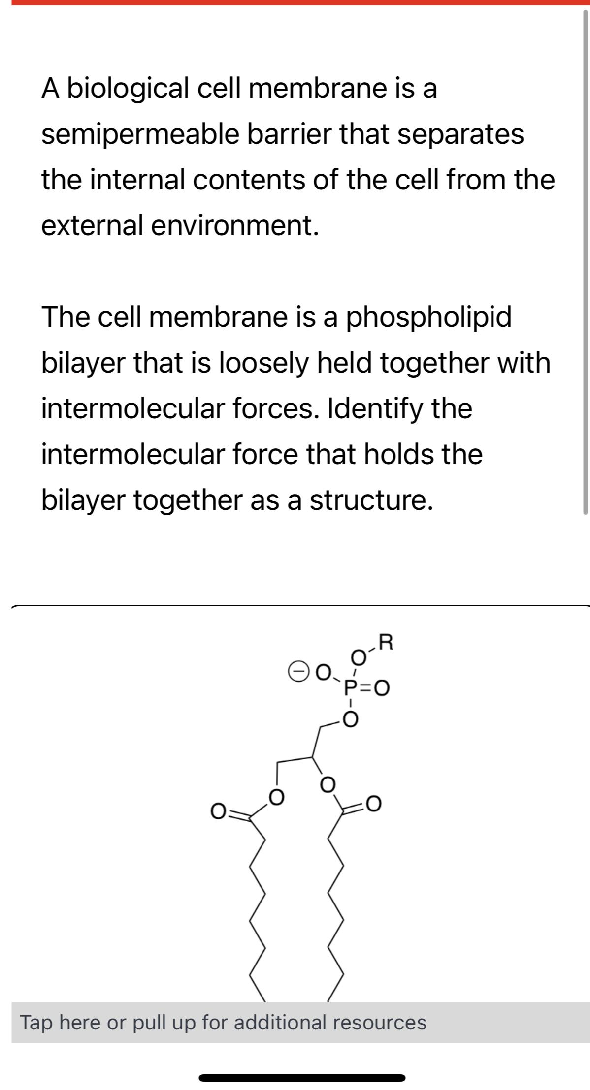 Solved A biological cell membrane is a semipermeable barrier | Chegg.com