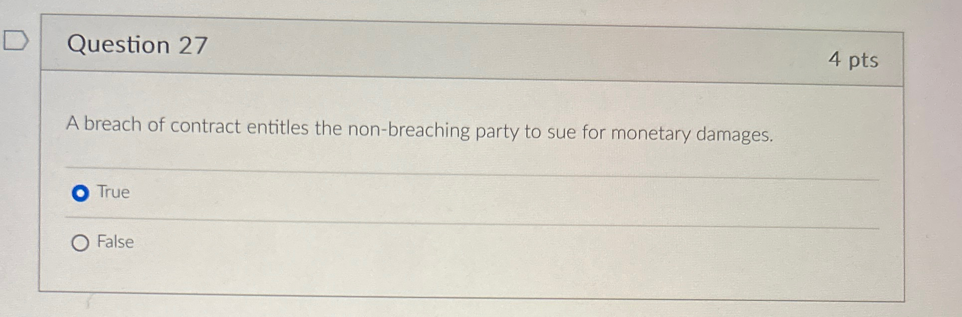 Solved Question 274 ﻿ptsA breach of contract entitles the | Chegg.com