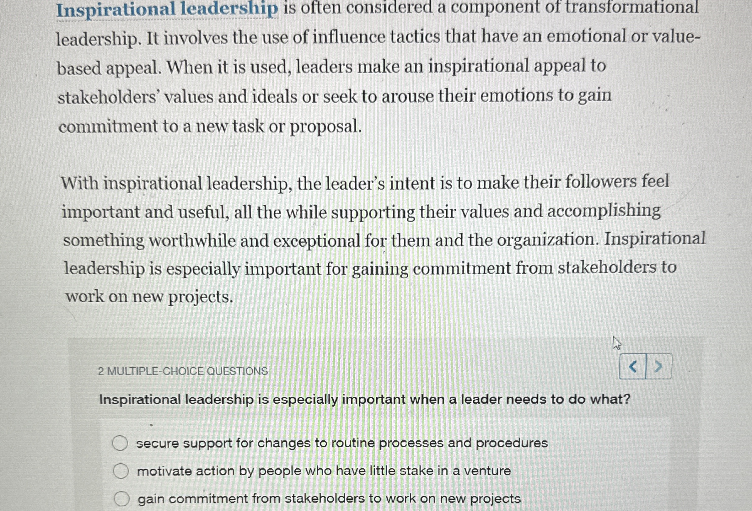 High Quality SOLUTION Inspirational leadership is often considered a ...