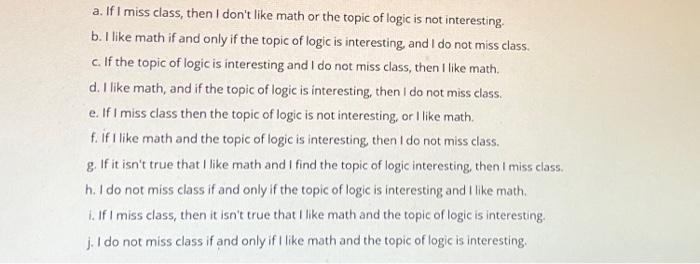 Solved For the simple statements p: Ilike math. q. The topic | Chegg.com