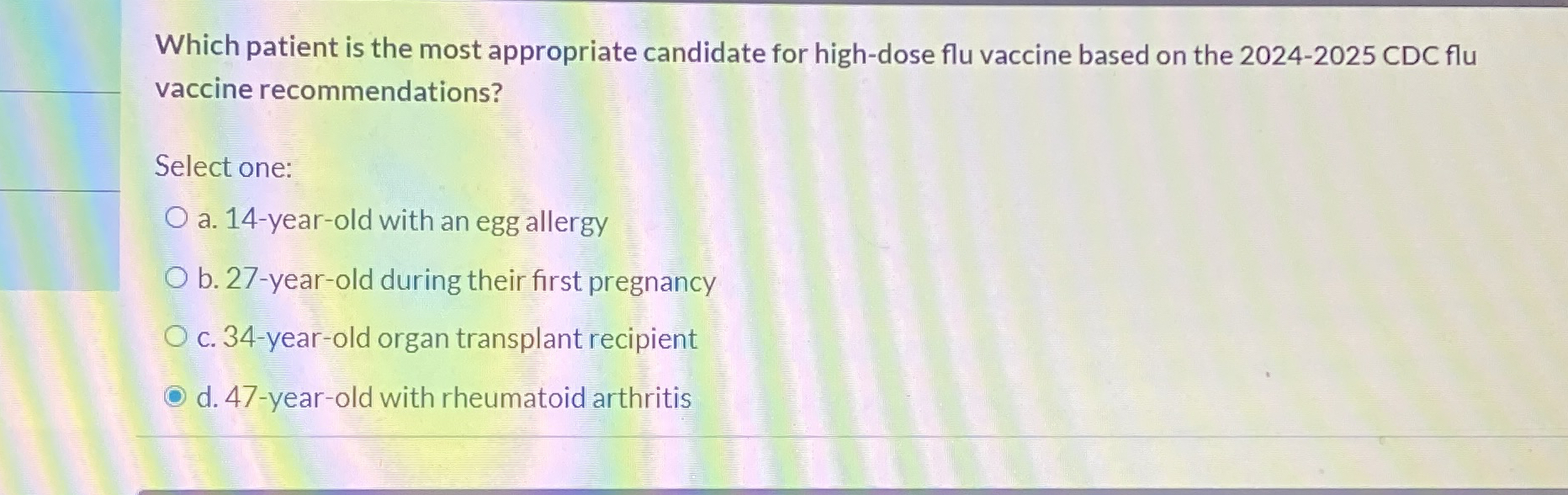 Solved Which patient is the most appropriate candidate for | Chegg.com