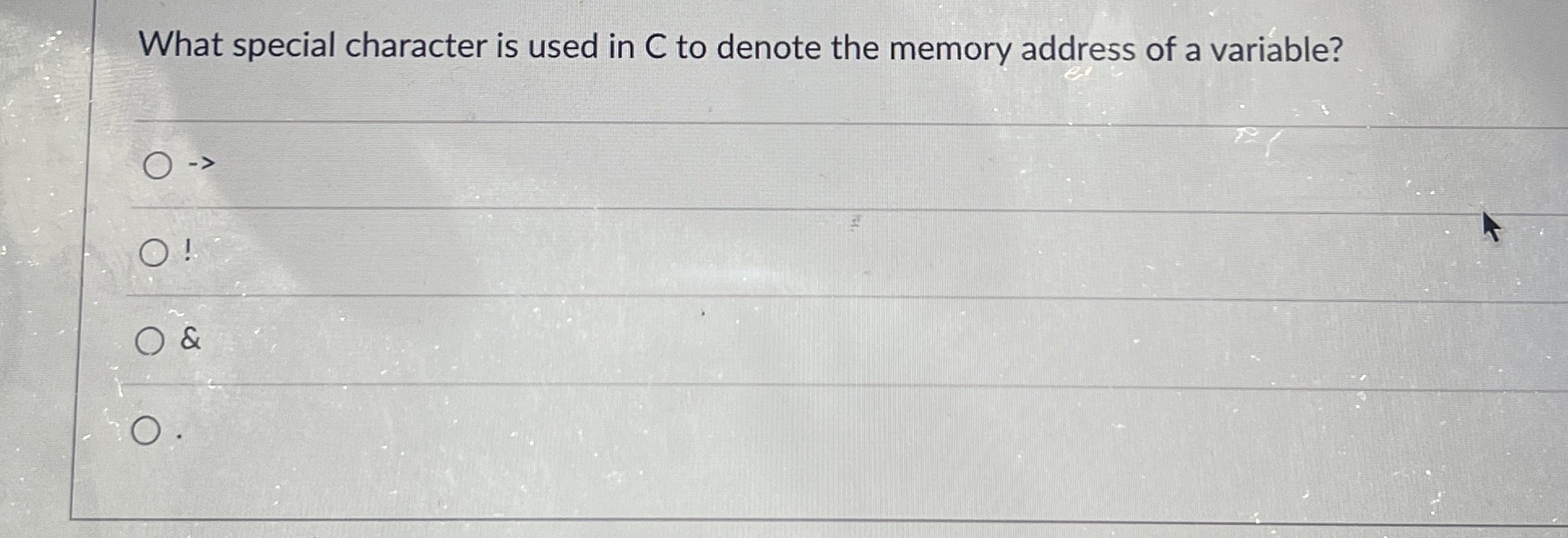 Solved What special character is used in C to denote the | Chegg.com
