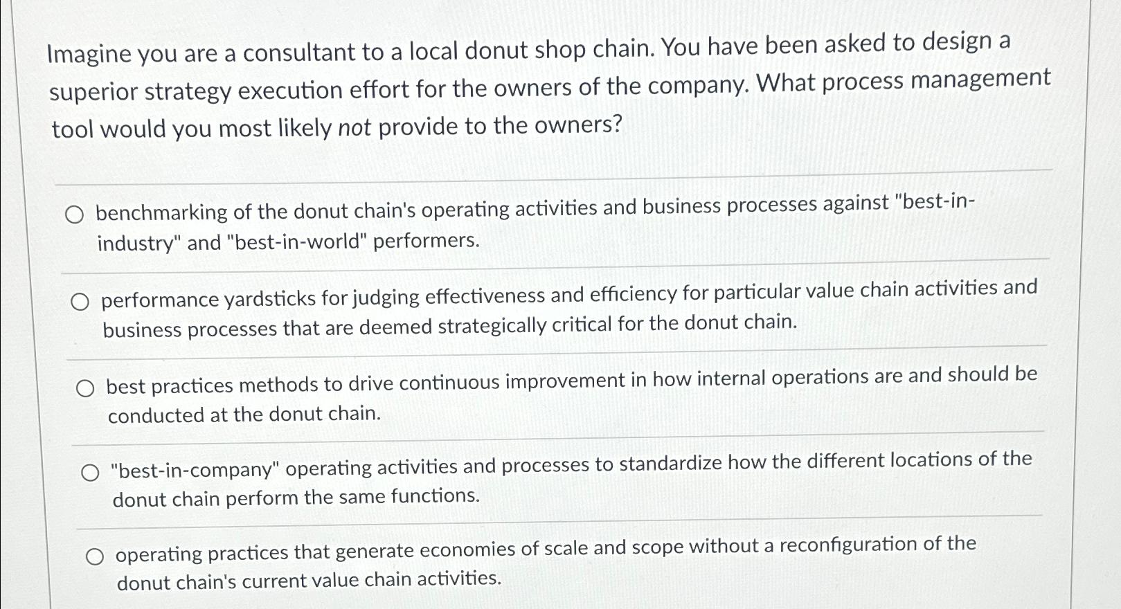 Solved Imagine you are a consultant to a local donut shop | Chegg.com