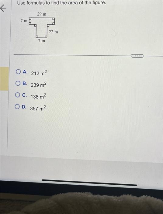 Solved Use formulas to find the area of the figure. 7 m 29 m | Chegg.com