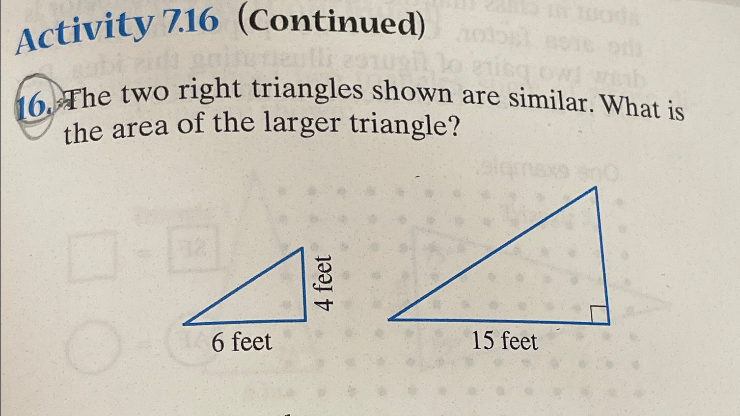 Solved Activity 7.16 (Continued)16. ﻿The two right triangles | Chegg.com