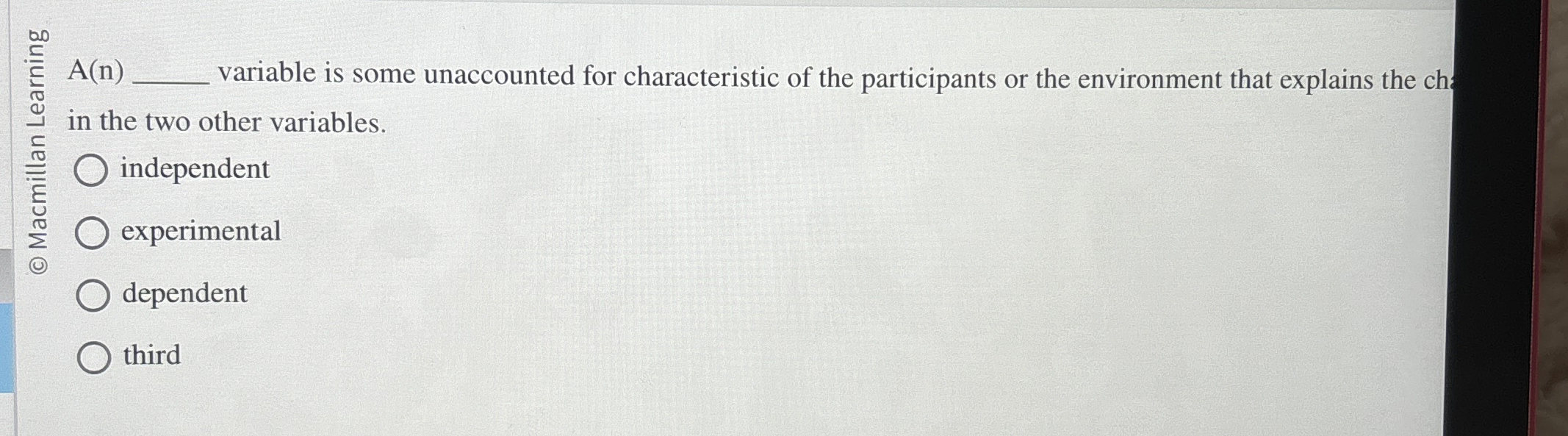 Solved A(n) ﻿variable is some unaccounted for | Chegg.com
