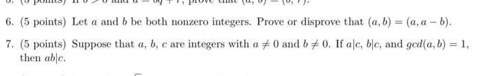 Solved 6. ( 5 points) Let a and b be both nonzero integers. | Chegg.com