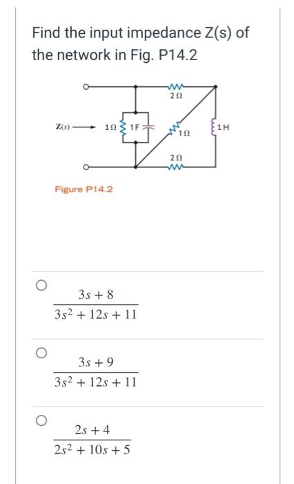 Solved Find the input impedance Z(s) of the network in Fig. | Chegg.com