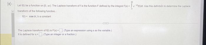 Solved transtorm of the following function: f(t)=cosbt,ba | Chegg.com