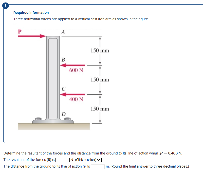 [Solved]: Required Information Three horizontal forces are