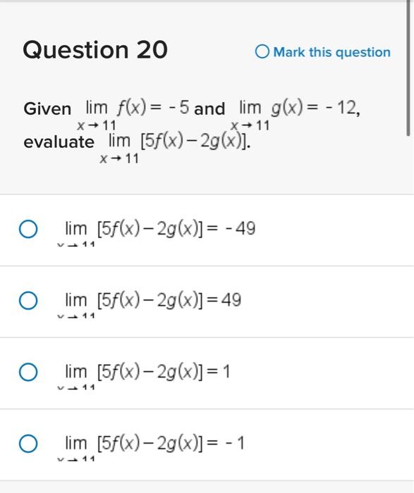 Solved Question 19 Mark this question For the graph shown | Chegg.com