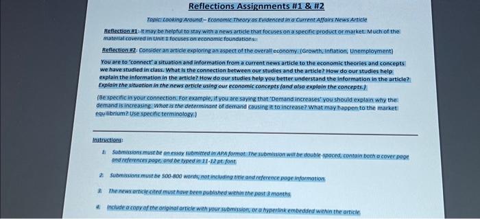 Solved Reflections Assignments \#1 \& \#2 Topic Looking | Chegg.com
