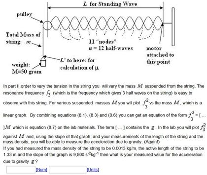 Solved In part II order to vary the tension in the string | Chegg.com