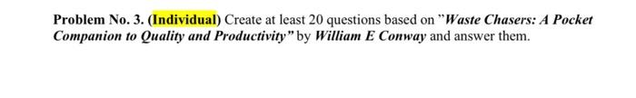 Solved Problem No. 3. (Individual) Create at least 20 | Chegg.com