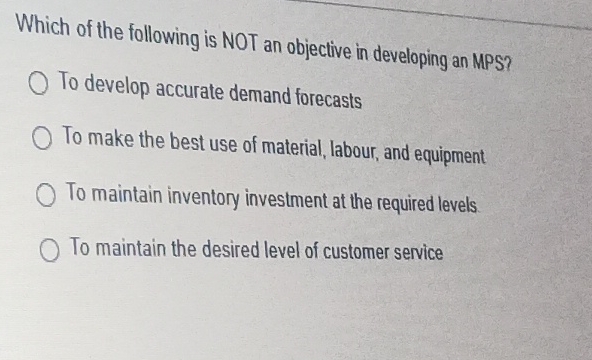 Solved Which of the following is NOT an objective in | Chegg.com