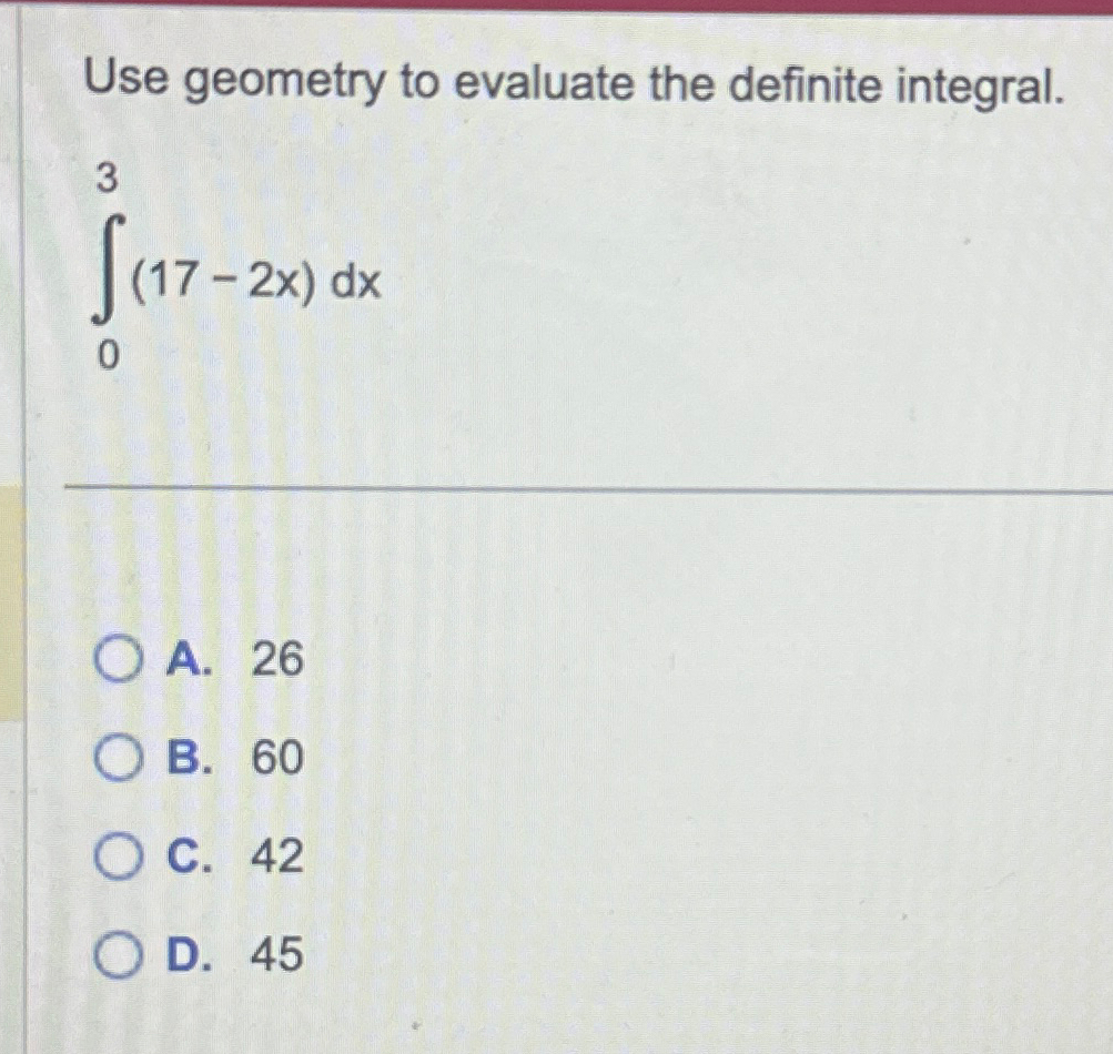 Solved Use geometry to evaluate the definite | Chegg.com