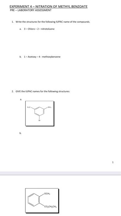 Solved EXPERIMENT 4 - NITRATION OF METHYL BENZOATE | Chegg.com