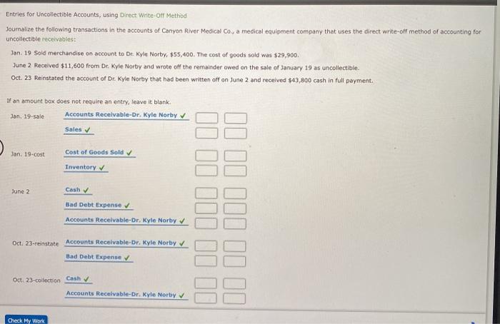 Solved Entries for Uncollectible Accounts, using Direct | Chegg.com