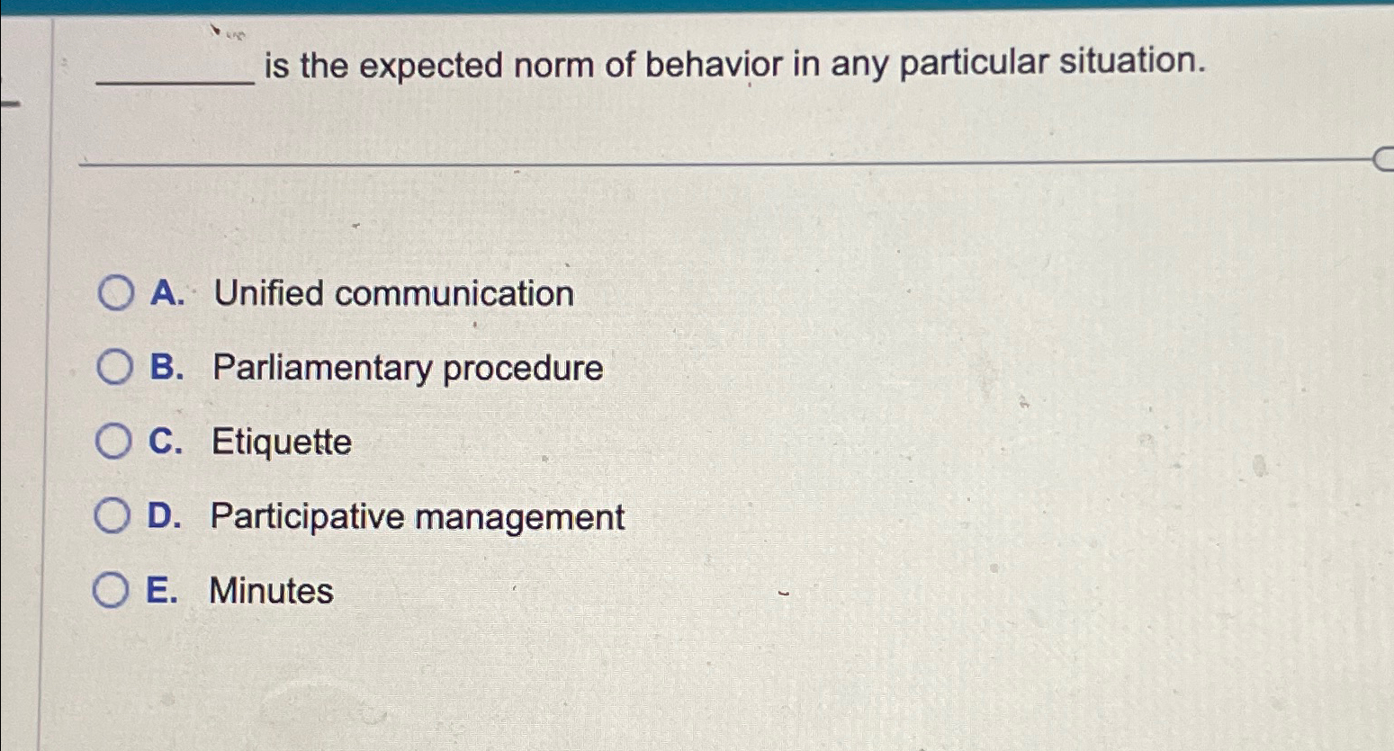 Solved is the expected norm of behavior in any particular | Chegg.com