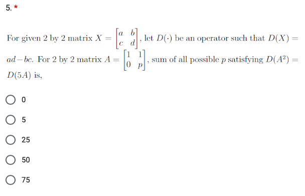 Solved For given 2 ﻿by 2 ﻿matrix x=[abcd], ﻿let D(*) ﻿be an | Chegg.com