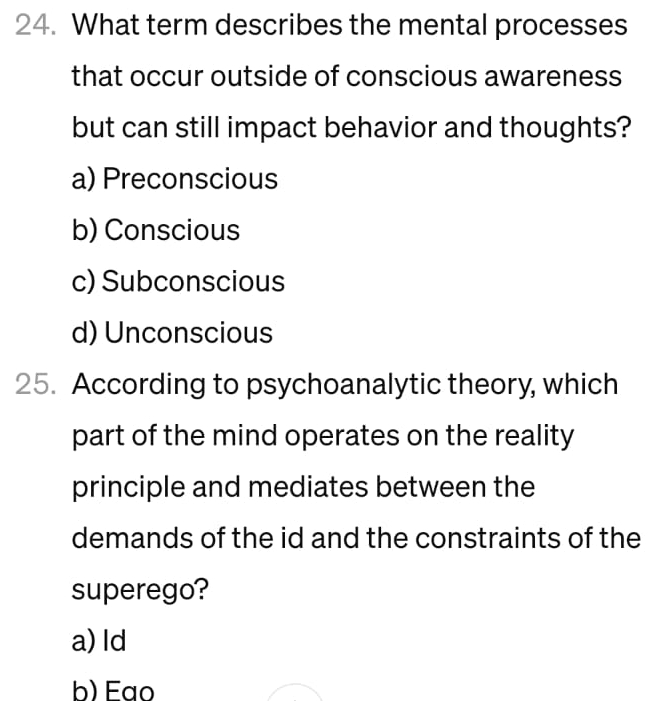 Solved What term describes the mental processes that occur | Chegg.com