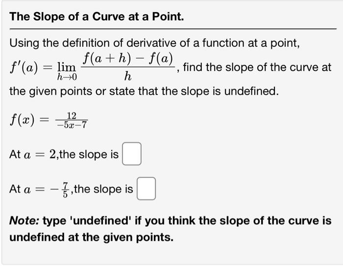 Solved The Slope of a Curve at a Point. Using the definition | Chegg.com