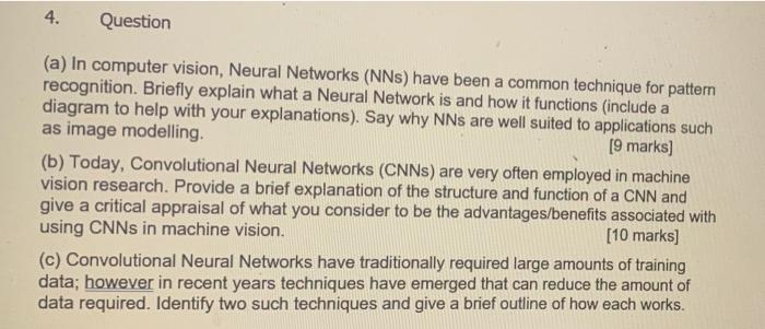 Solved 4. Question (a) In computer vision, Neural Networks | Chegg.com