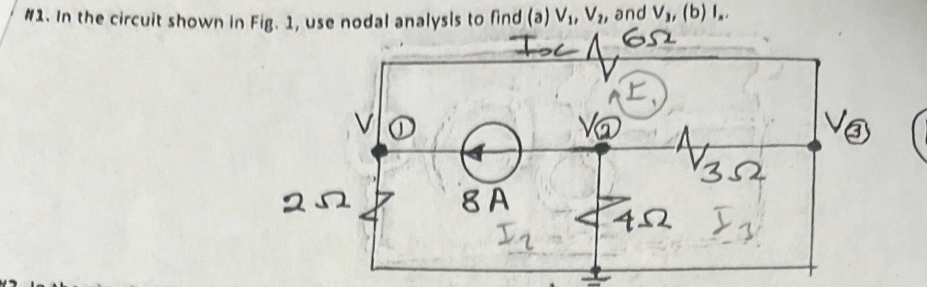 Solved M1. ﻿In the circuit shown in Fig. 1, ﻿use nodal | Chegg.com