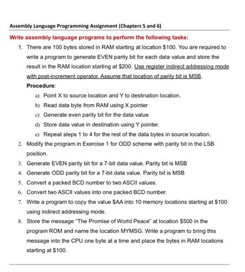 Assembly Language Programming Assignment (Chapters 5 | Chegg.com