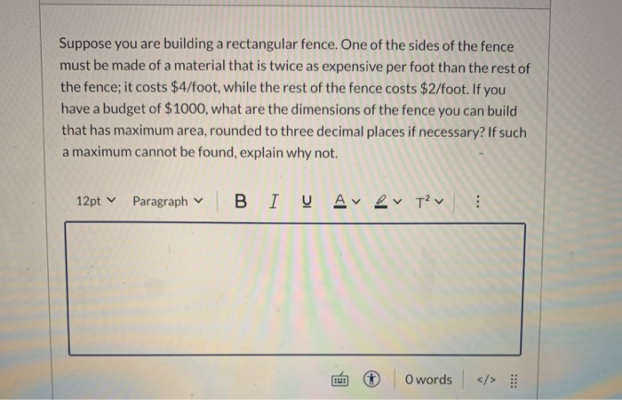 Solved Suppose you are building a rectangular fence. One of | Chegg.com